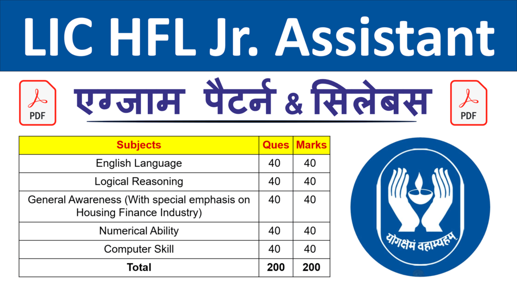 LIC HFL Junior Assistant Syllabus 2024 latest LIC HFL Junior Assistant ...