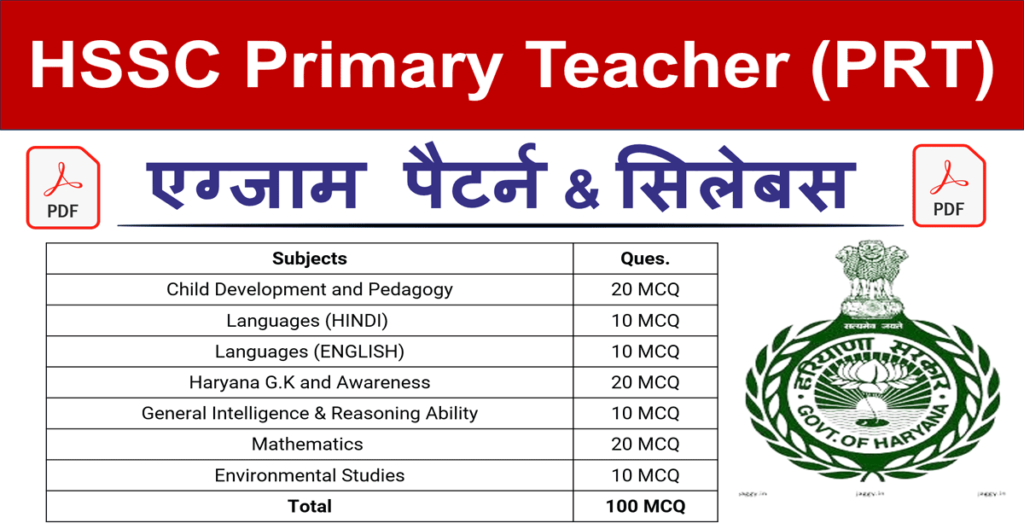 Haryana Primary Teacher Syllabus 2024 PDF Download